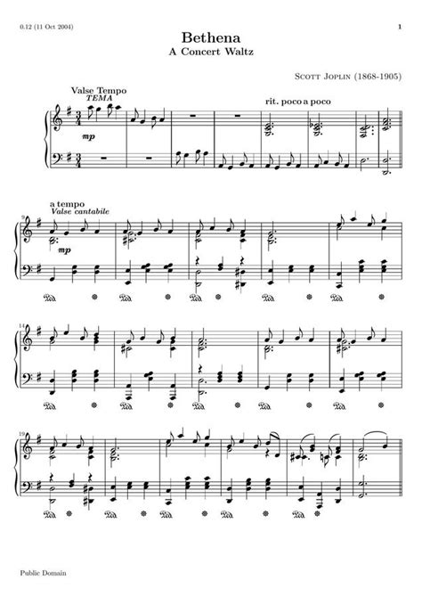악보 Scott Joplin Bethena벤자민 버튼의 시간은 거꾸로 간다ost