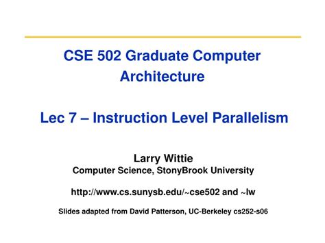 Ppt Cse 502 Graduate Computer Architecture Lec 7 Instruction Level Parallelism Powerpoint