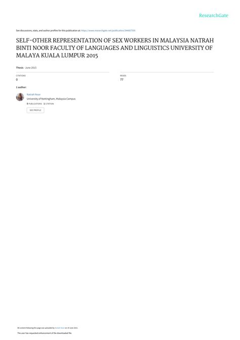Pdf Self Other Representation Of Sex Workers In Malaysia