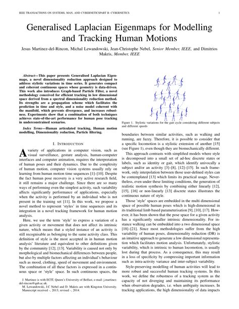 Pdf Generalised Laplacian Eigenmaps For Modelling And Tracking Human