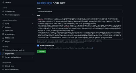 Mirroring Gitlab To Github Using Ssh