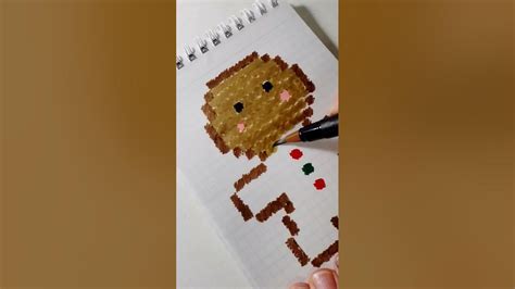 рисунок по клеточкам пряничный человечек подпишись Youtube