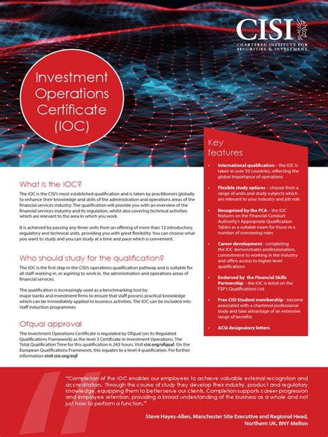 Investment Operations Certificate Ioc Key Features Pdf Test Assessment Securities
