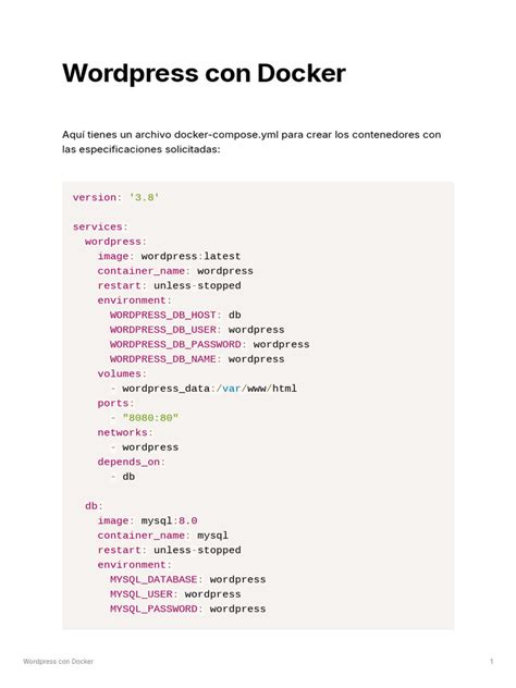 Wordpress Con Docker Pdf Word Press Mi Sql