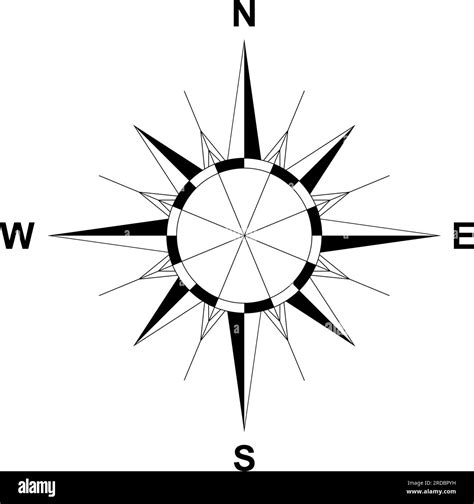 Compass Rose Vector With Wind Direction Isolated Background Marine Nautical Or Trekking