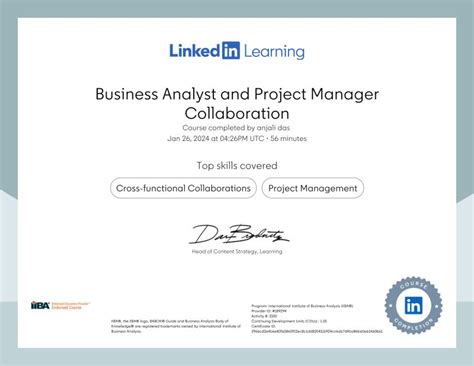 anjali das on linkedin certificate of completion