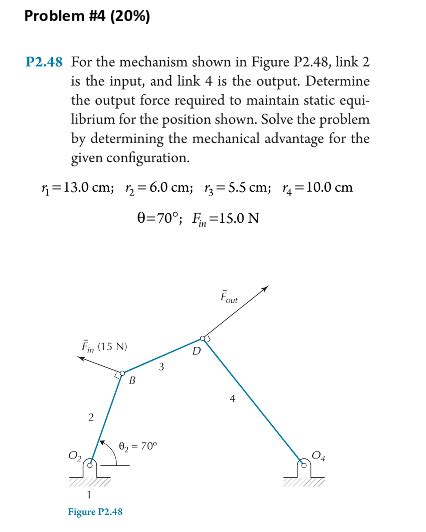 Solved Problem 4 20 For The Mechanism Shown In Figure Chegg Com