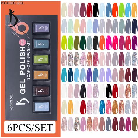 Kodies 젤 6 색로트 젤 매니큐어 세트 누드 화이트 천연 매니큐어 세미 퍼머넌트 Uv 바니시 락 네일 아트 키트 뷰티 선물 Aliexpress