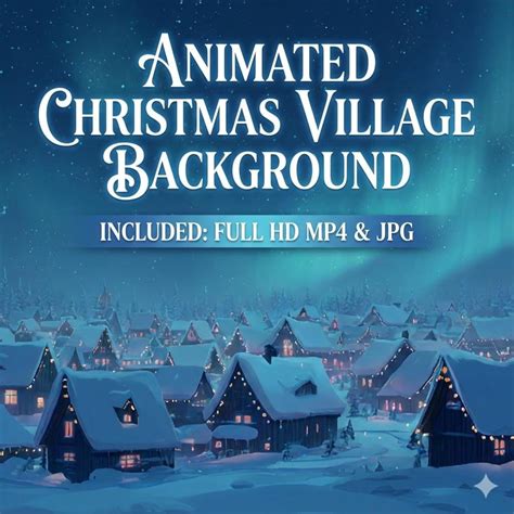 Animated Christmas Village Background Snowy Night With Aurora Borealis