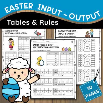 Easter Input Output Tables Rules Functions Operations Worksheet 3rd
