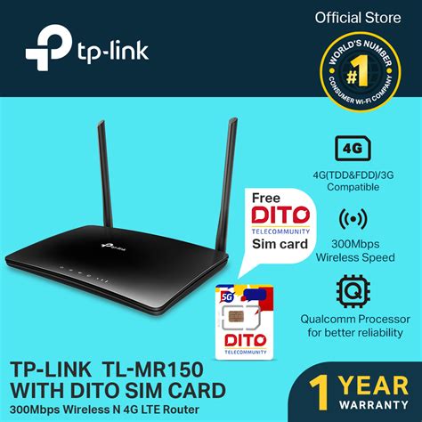 Tp Link Tl Mr Mbps Wireless N G Lte Wi Fi Router With Free Dito G Sim Card Openline