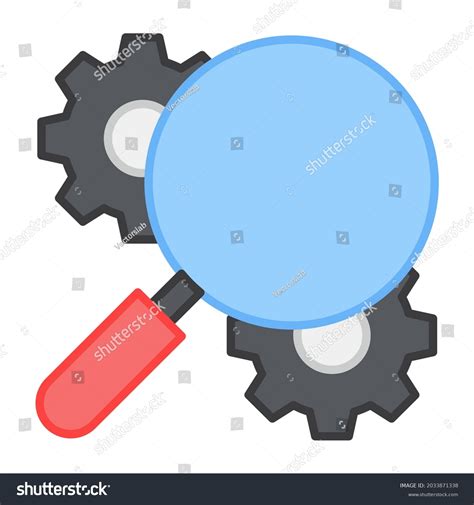 Gears Under Magnifying Glass Concept Search Stock Vector Royalty Free 2033871338 Shutterstock