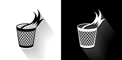 ไอคอนไฟขยะขาวดําที่มีเงายาว ภาพประกอบสต็อก ดาวน์โหลดรูปภาพตอนนี้ Long Shadow Shadow กระกร