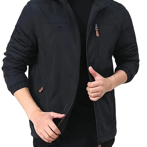 Mens Hooded Jacket With Zip Front Closure And Chest Pocket Lumelto