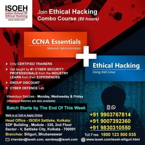 Hrs Cyber Security CCNA Ethical Hacking Combo Course Kolkata Siliguri Bhubaneswar Rs