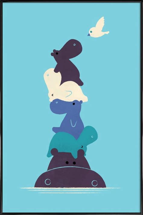 Juniqe Poster In Kunststof Lijst Birdie 20x30 Blauw