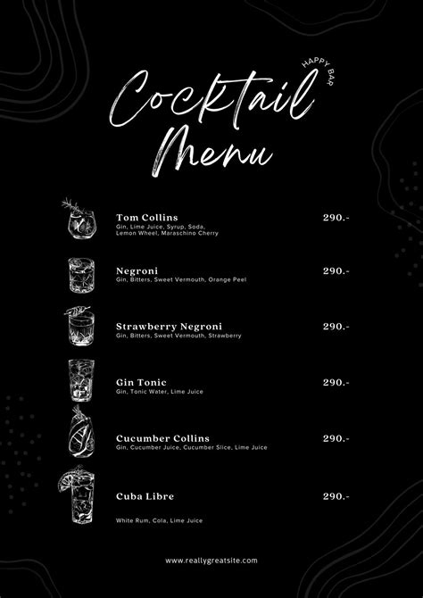 Free Menu Bar Templates Free Printable