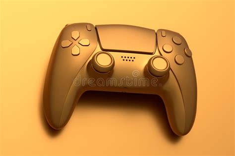 Realistic Video Game Joystick With Gold Chrome Texture Isolated On Golden Stock Illustration