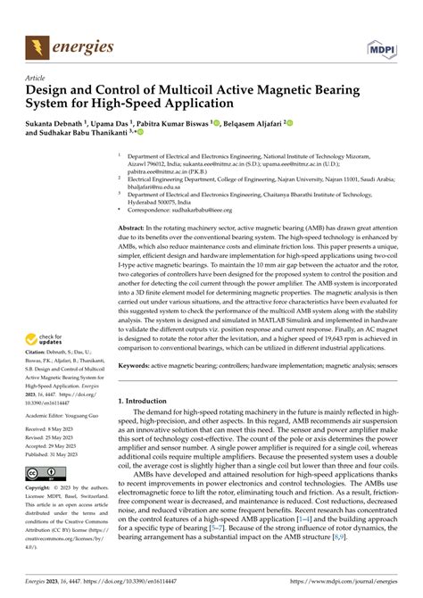 Pdf Design And Control Of Multicoil Active Magnetic Bearing System For High Speed Application
