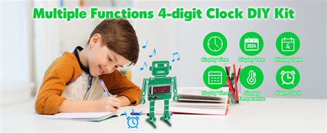 Robot DIY Digital Clock Kit Digit Robotic Alarm Clock Soldering Practice Kit Soldering Project