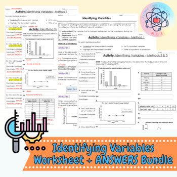Identifying Variables Worksheets Answers By ACE Science Resources