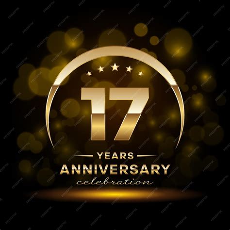 Premium Vector 17th Anniversary Logo Design With Golden Color And