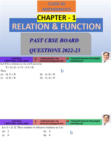 Class Xii Ch 1 Relation And Function Cbse 2022 23 Board Questions Pdf