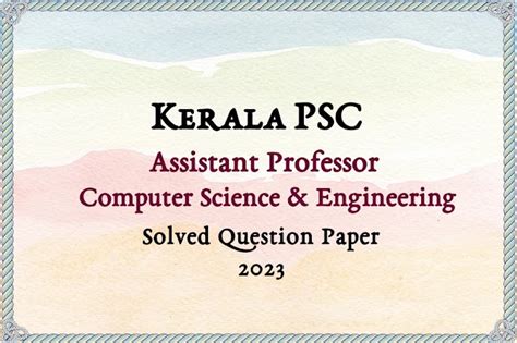 Kerala Psc Assistant Professor Computer Science Answer Key 23062023