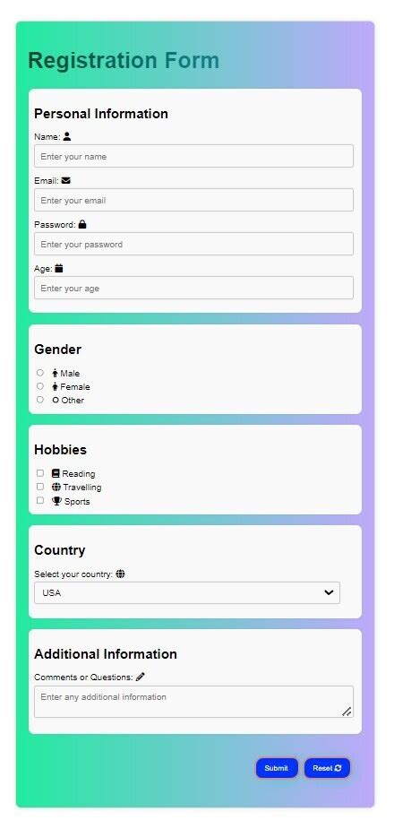 Project F I Created Registration Form Fieldsets Hover Effects