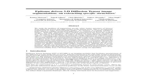pdf epitome driven 3 d diffusion tensor image segmentation on