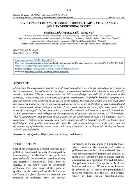 Pdf Development Of An Iot Based Humidity Temperature And Air