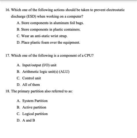 Solved Which One Of The Following Computer Components Is Chegg