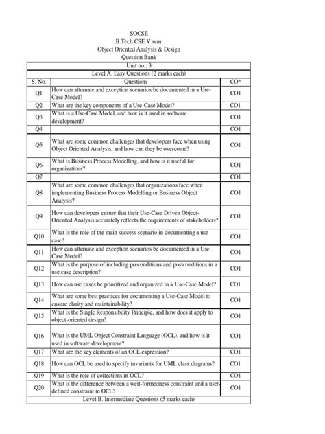 Qb Unit 3 Pdf Use Case Object Oriented Programming