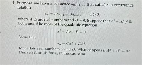solved suppose we have a sequence a0 a1 dots that satisfies