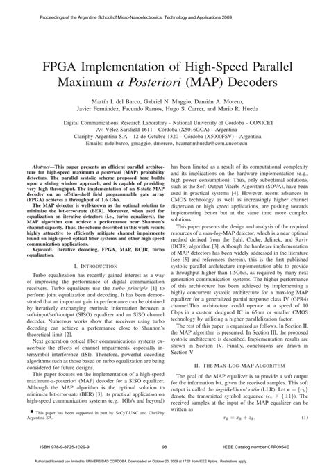 pdf fpga implementation of high speed parallel maximum a posteriori map decoders
