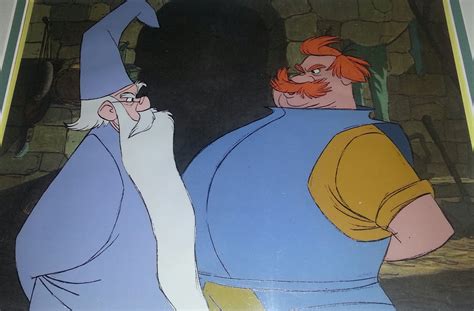 Original Walt Disney Production Cel From The Sword In The Stone Featuring Merlin And Sir Ector