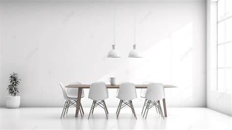 목재 가구 3d 렌더가 있는 흰색의 현대적인 미니멀한 식사 공간 호텔 인테리어 고급 아파트 깨끗한 방 배경 일러스트 및 사진 무료 다운로드 Pngtree