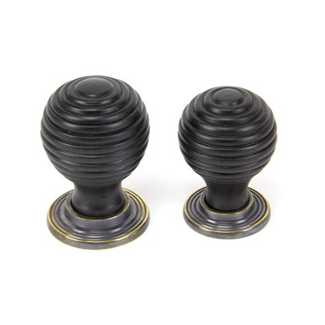 Small Ebony And Antique Brass Beehive Knob From Period Home Style