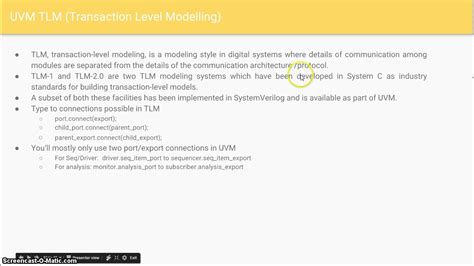 Course Uvm In Systemverilog 3 L61 Transaction Level Modelling Tlm Concepts Youtube