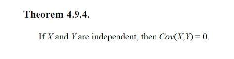solved if x and y are independent then cov x y 0