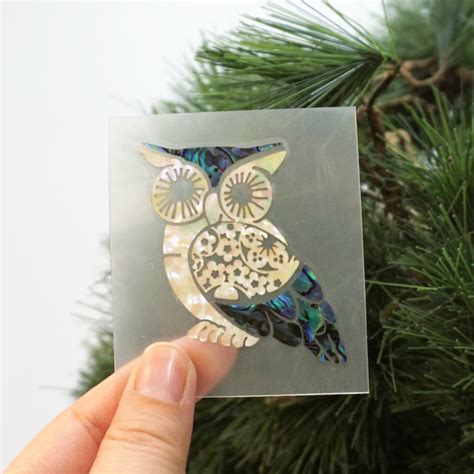 꽃 부엉이 자개스티커