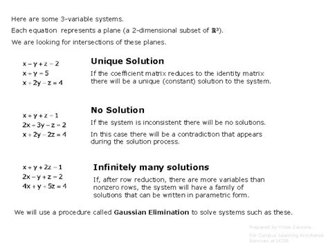 Systems Of Linear Equations Gaussian Elimination Types Of
