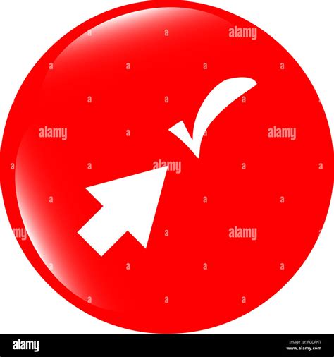Computer Button With Arrow And Check Mark Web Icon Isolated On White Stock Photo Alamy