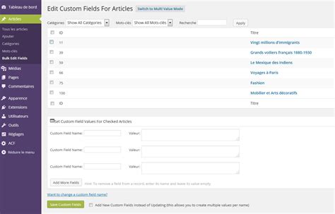 custom field bulk editor l Écho des plugins wp