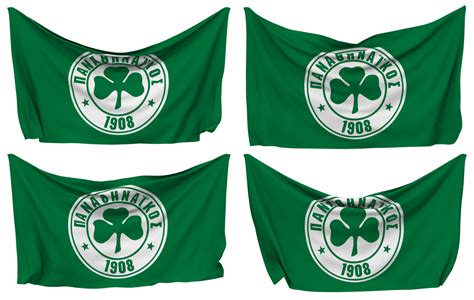 Panathinaikos Athlitikos Omilos Pinned Flag From Corners Isolated With