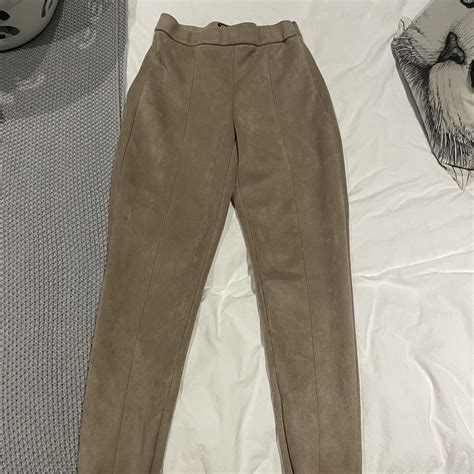 Tan Suede Zara Leggings Size Medium Zip Depop