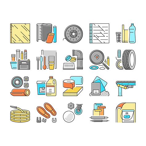 Polymer Material Industry Goods Icons Set Vector 18998276 Vector Art At