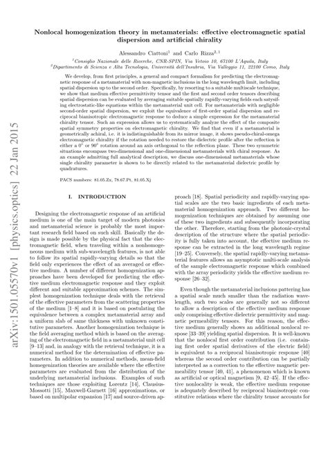 Pdf Nonlocal Homogenization Theory In Metamaterials Effective Electromagnetic Spatial