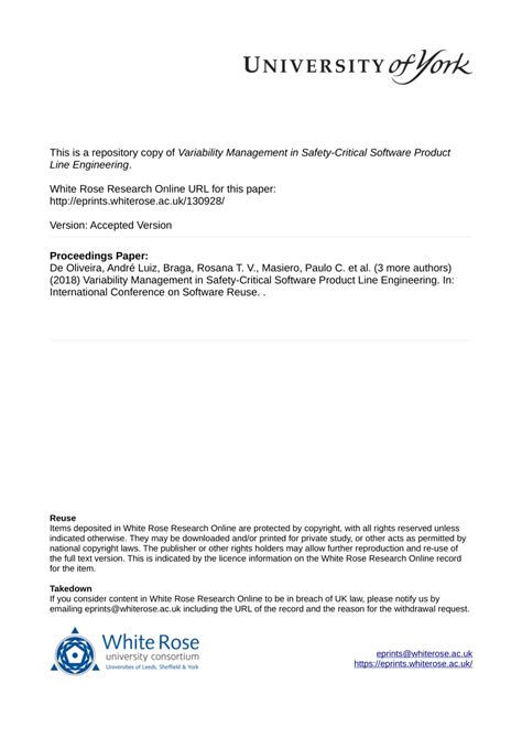 Pdf Variability Management In Safety Critical Software Product Line Engineering