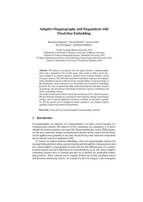 Pdf Adaptive Steganography And Steganalysis With Fixed Size Dokumen